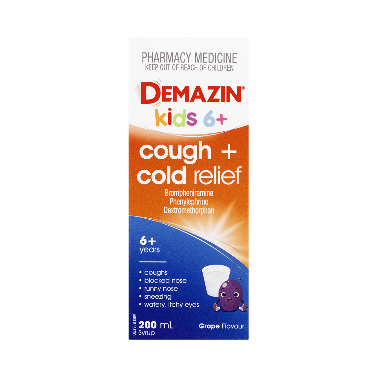 Demazin Kids 6 Cough Cold Relief Syrup Grape Flavour Demazin Demazin Kids 6 Cough Cold Relief Syrup Grape Flavour Demazin