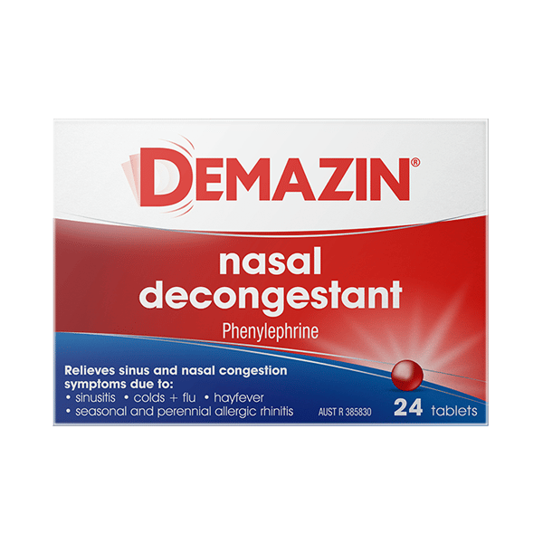 Nasal Decongestant Tablets Sinus Relief 24 Pack Demazin